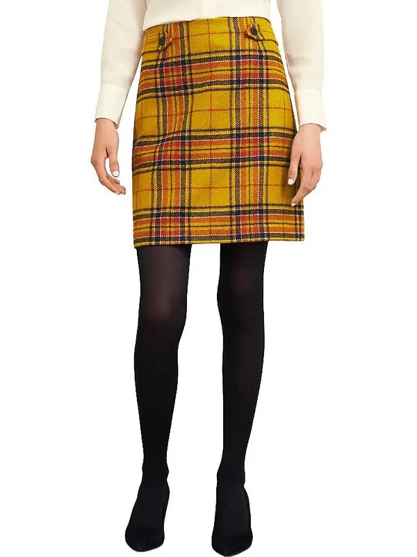 HOBBS LONDON Maeve Plaid Skirt - Ochre Multi