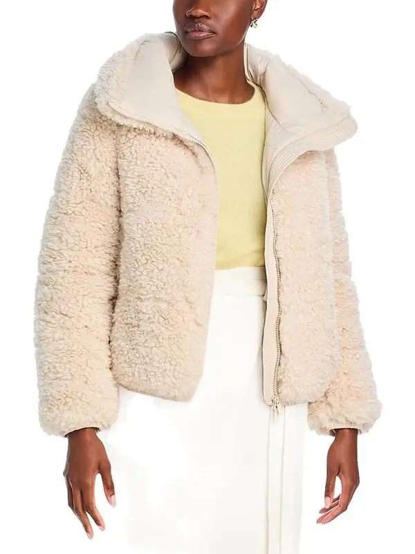 SAVE THE DUCK Kennie Faux Fur Puffer Jacket - Shore Beige