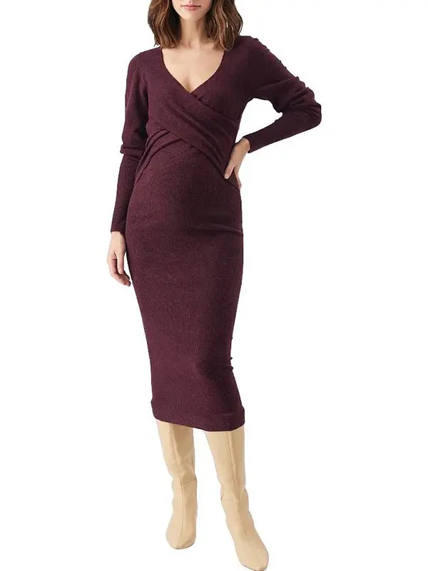 RIPE MATERNITY Heidi Nursing Knit Dress - Burgundy