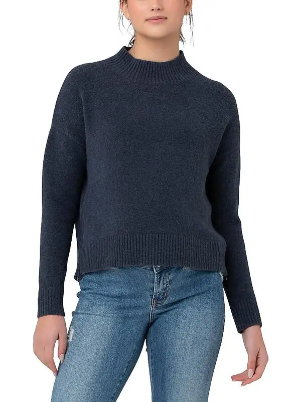 RIPE MATERNITY Jade Crop Knit Sweater - Denim Marle