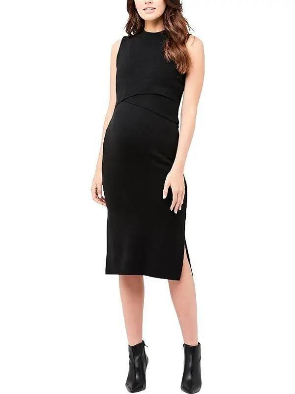 RIPE MATERNITY Layered Knit Nursing Dress - Black