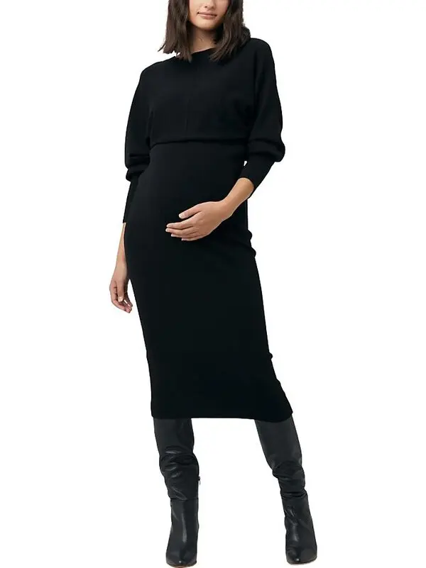 RIPE MATERNITY Sloane Knit Midi Dress - Black