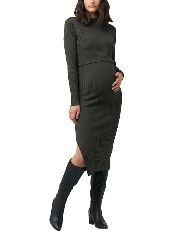 RIPE MATERNITY Nella Rib Nursing Knit Dress - Ivy