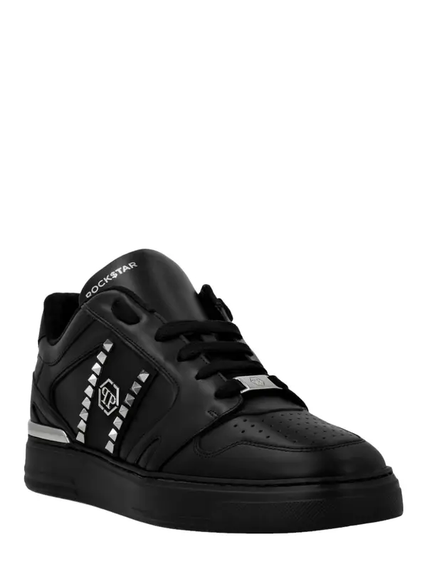 Philipp Plein Stud-embellished Leather Sneakers - Black