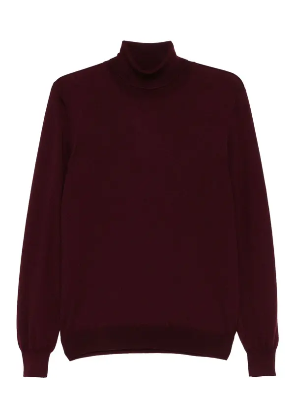 FILERIA Virgin Wool Roll Neck Sweater - Red