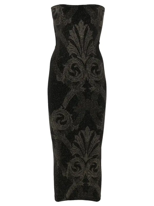 Wolford X Etro Baroque-jacquard Metallic Midi Dress - Black