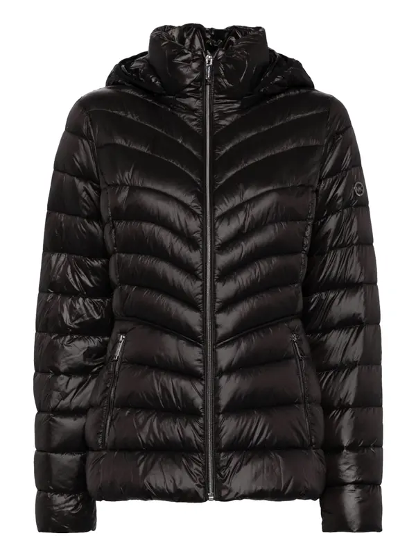 Michael Kors Chevron Packable Puffer Jacket - Black