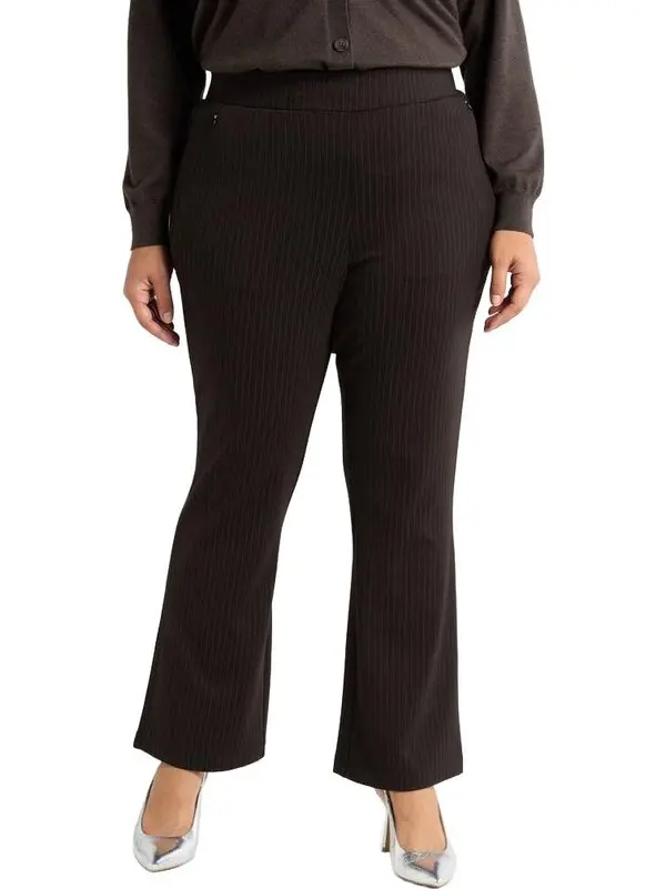 Universal Standard Pinstripe Ponte Bootcut Pants - Slate Pinstripe