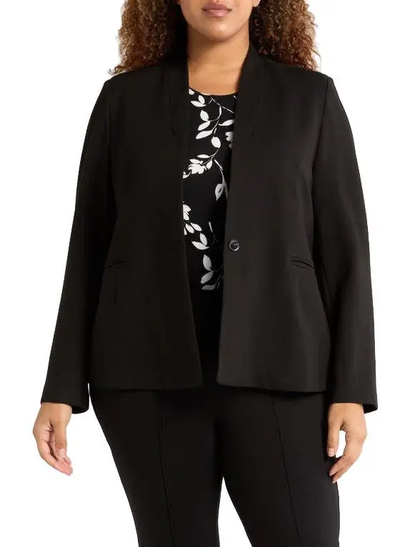 Universal Standard Lennox Padded-shoulder Ponte Blazer - Black