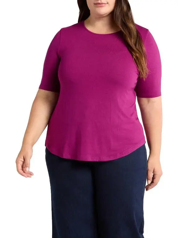 Universal Standard Lily Liquid Jersey Crewneck Top - Plum Caspia