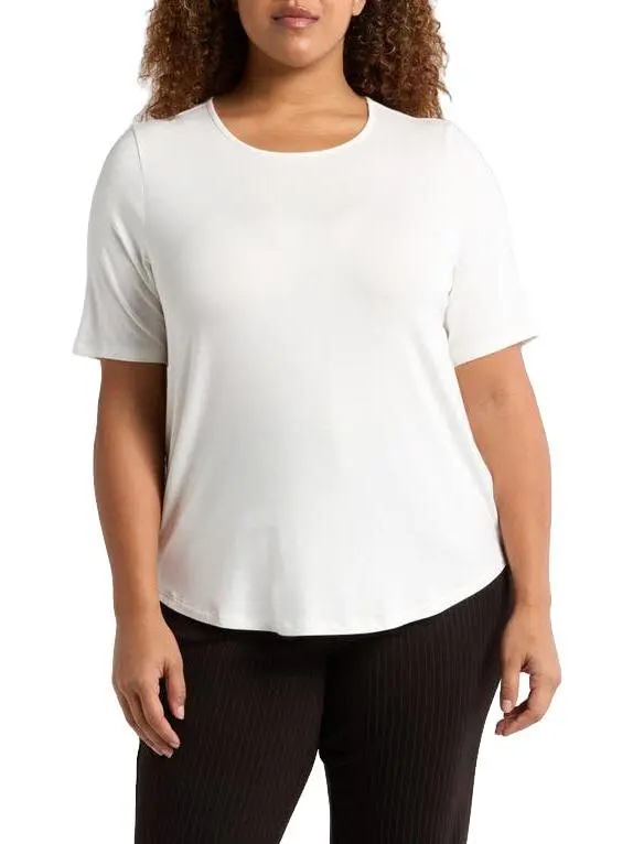 Universal Standard Lily Liquid Jersey Crewneck Top - White