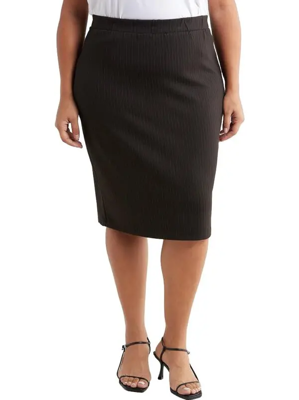 Universal Standard Danube Stretch Ponte Skirt - Slate Pinstripe
