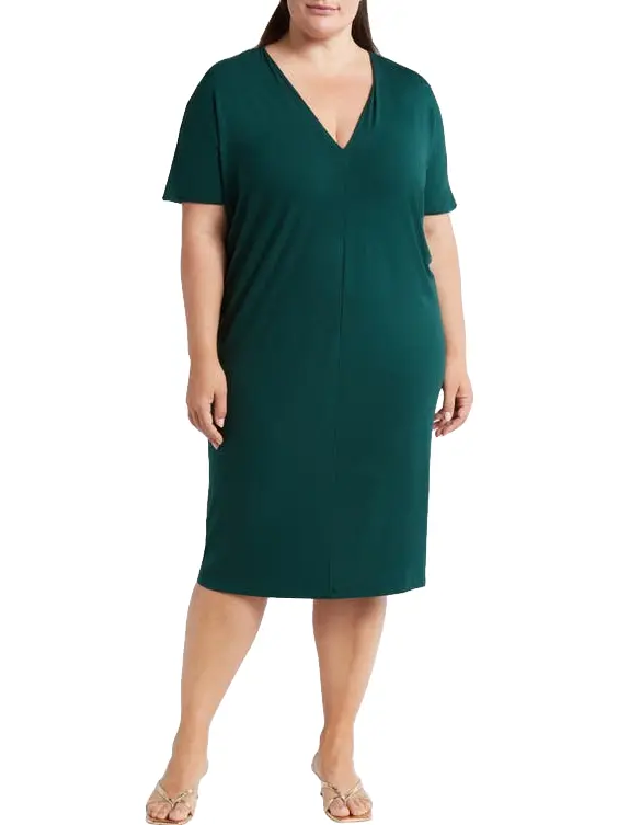 Universal Standard Teresa Jersey Shift Dress - Forest Green