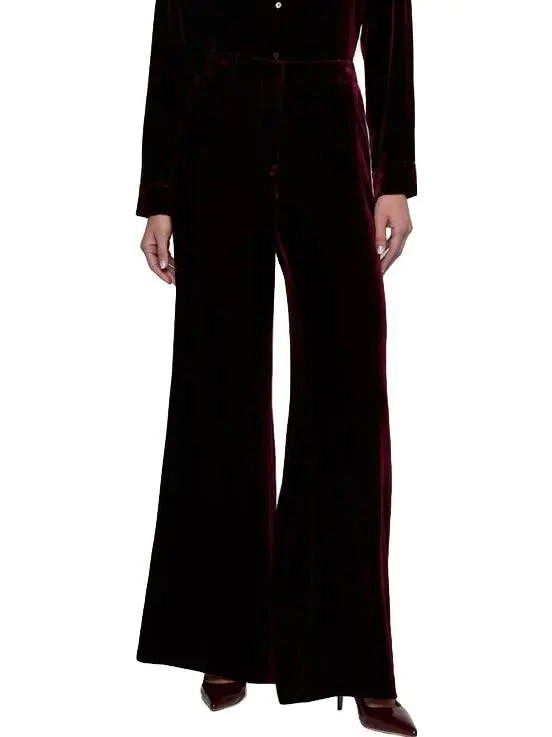L'AGENCE Pilar Wide Leg Velvet Pants - Deep Port