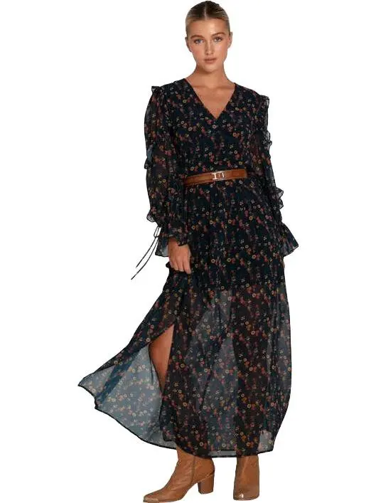 BELLE & BLOOM Floral Maxi Dress - Navy