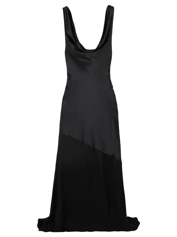 Kiki De Montparnasse Deep Cowl Silk-satin Maxi Dress - Black