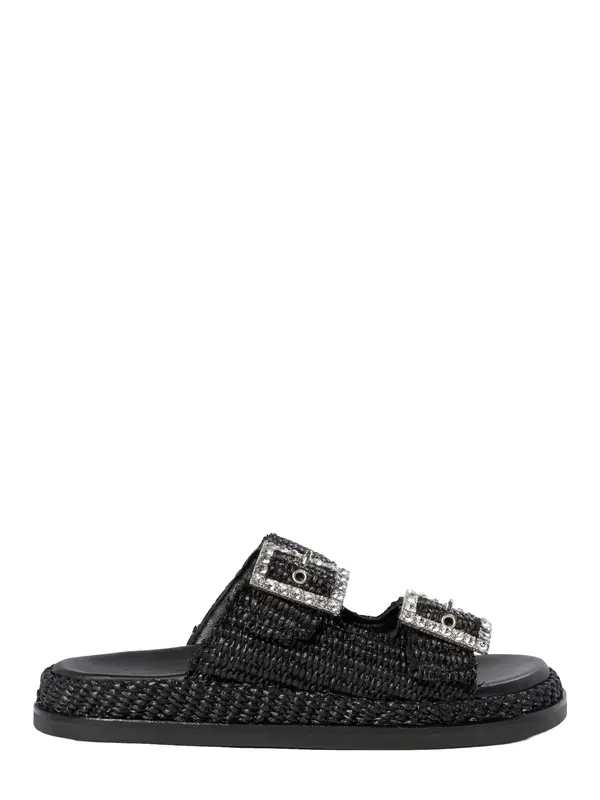 ALIBI Greta Raffia Sandals - Black