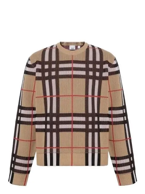 Burberry Check Technical Crewneck Sweatshirt - Archive Beige