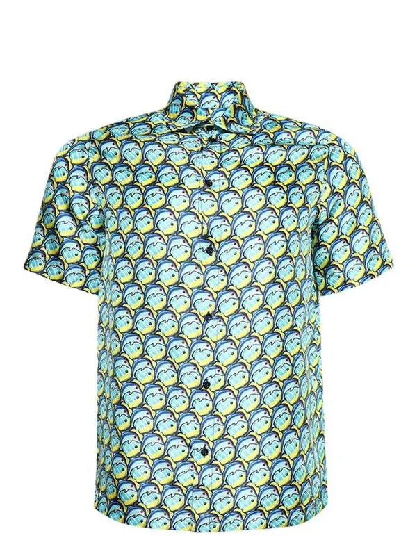 BOTTER Classic Short Sleeve Shirt - Blue Fish Silk