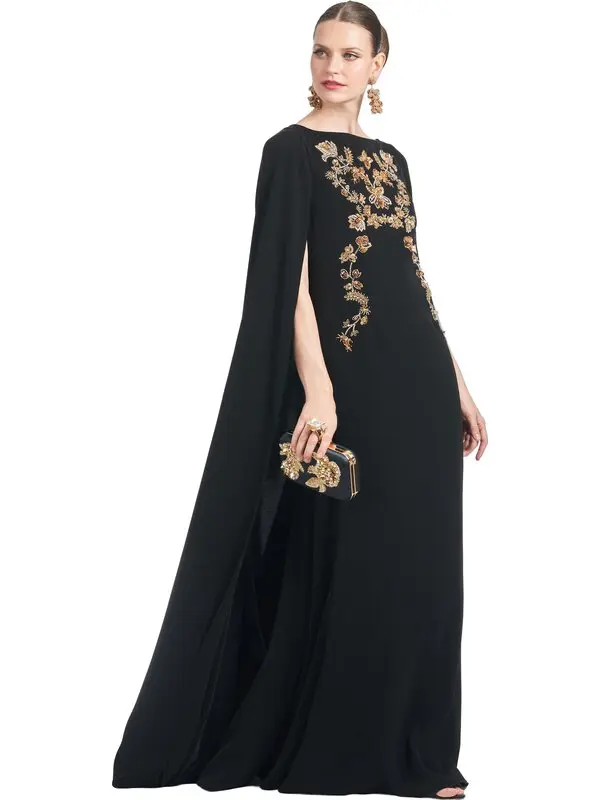 Sachin & Babi Vittoria Embroidered Gown - Black
