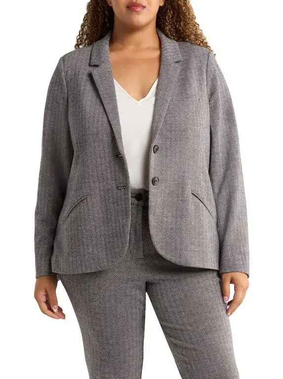 Universal Standard Beas Ponte Blazer - Herringbone Tweed