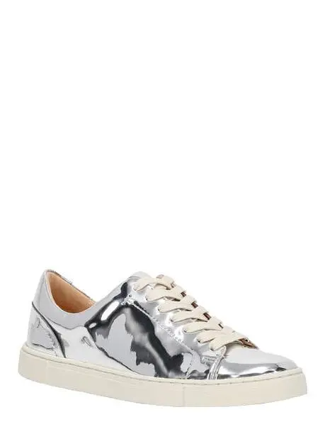 Frye Ivy Low-top Metallic Leather Sneakers - Silver