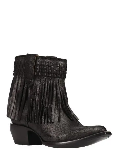 Frye Sacha Fringe Bootie - Black Metallic