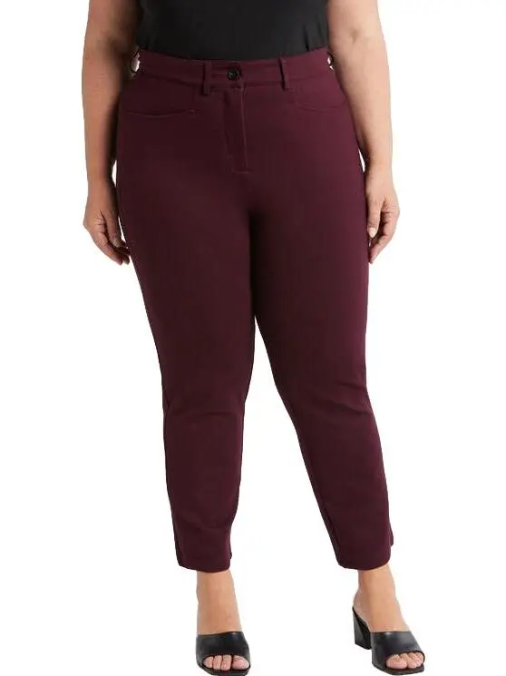 Universal Standard High Waist Stretch Ponte Cigarette Trousers - Black Cherry
