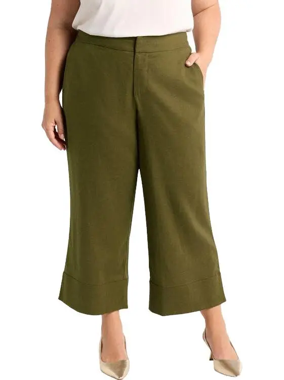 Universal Standard Courtyard Linen Blend Capri Pants - Fern