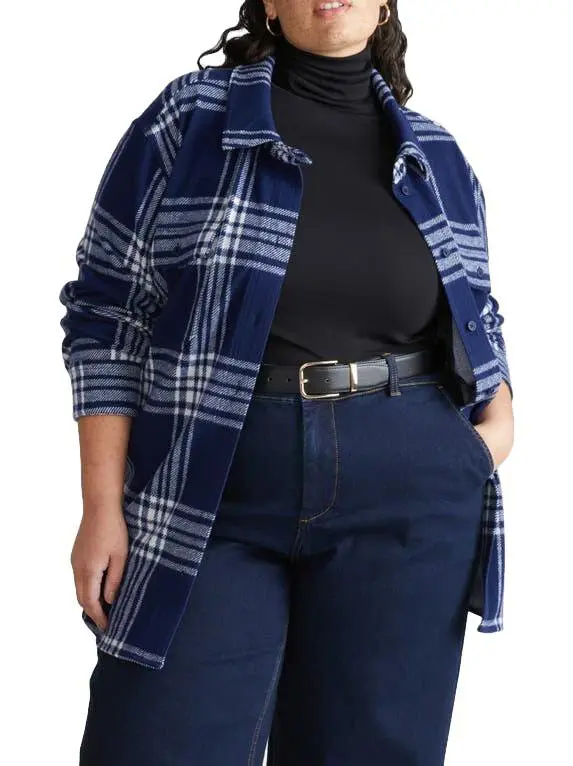 Universal Standard Maine Flannel Button-up Shirt - Blue/white Check