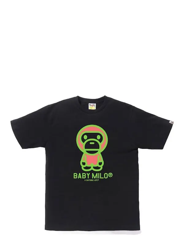 A BATHING APE Neon Baby Milo Tee Shirt - Black/yellow