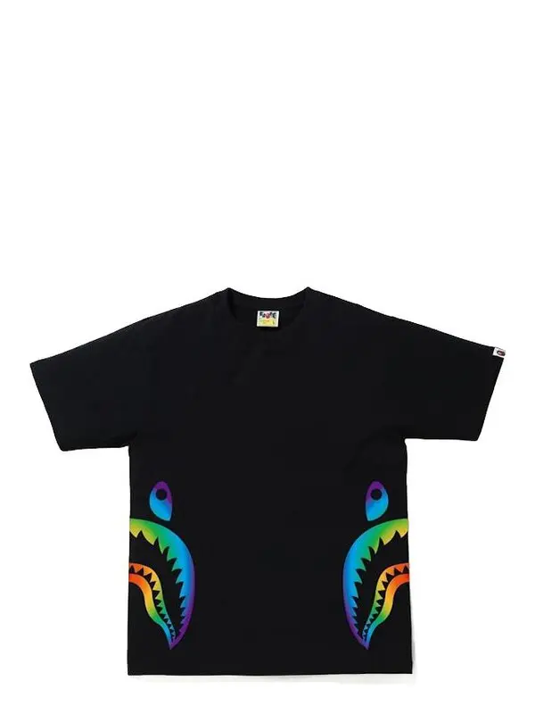 A BATHING APE Rainbow Side Shark Tee Shirt - Black