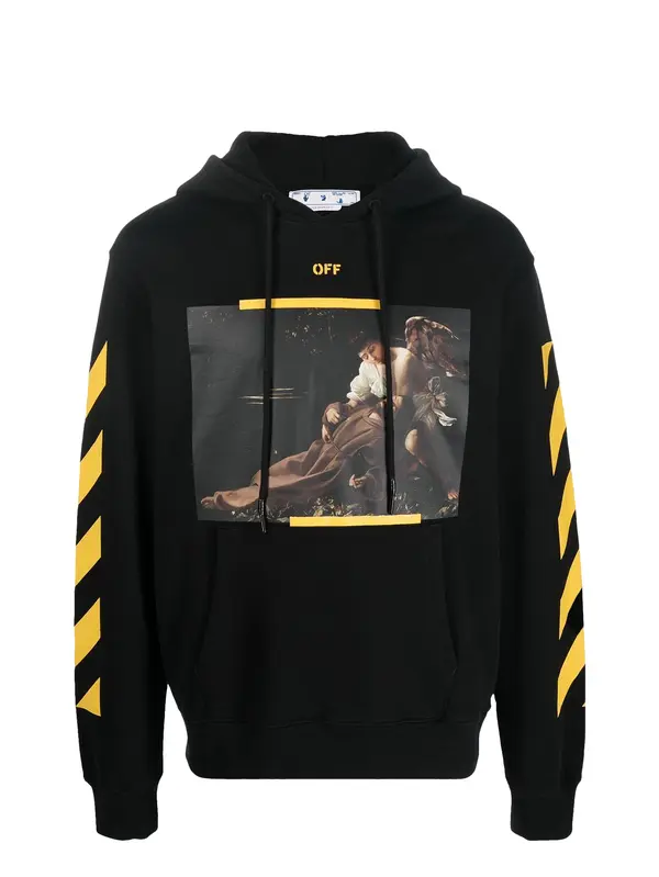 Off-White Diagonal Arrow Caravaggio St Fran Slim Hoodie - Black