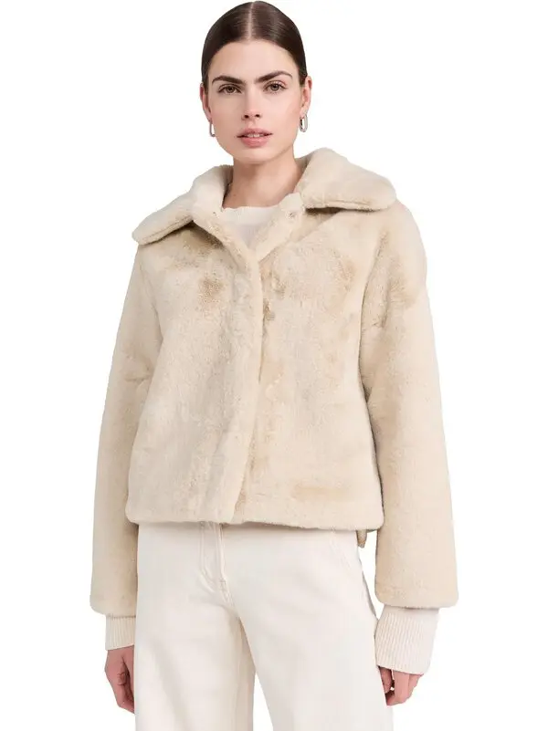 Apparis Elis Faux Fur Short Coat - Latte