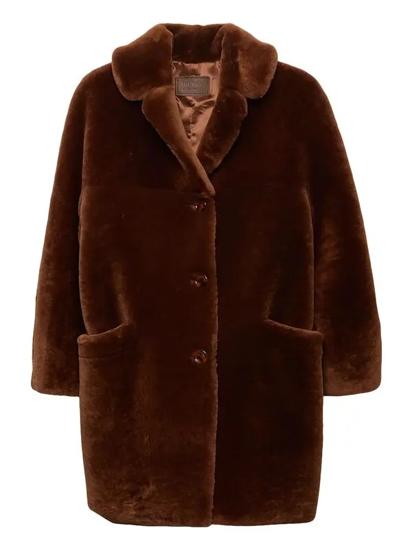 Prada Shearling Montone Coat - F0046 Cogn
