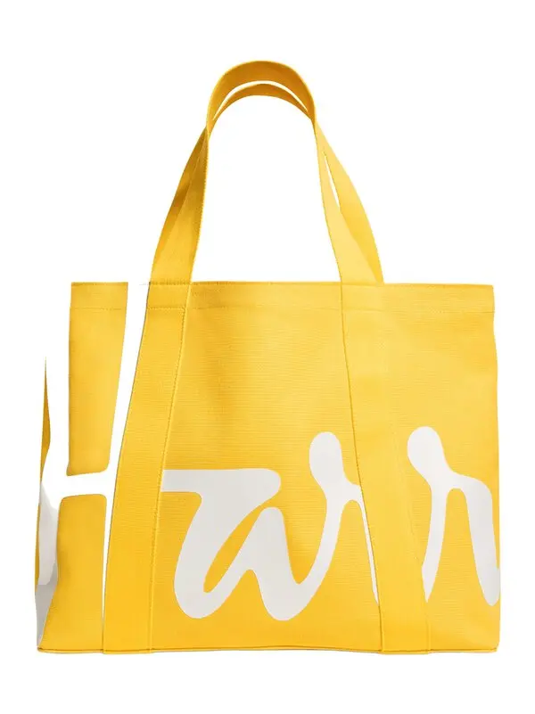 Harrods Medium Cotton Logo Tote - Yellow