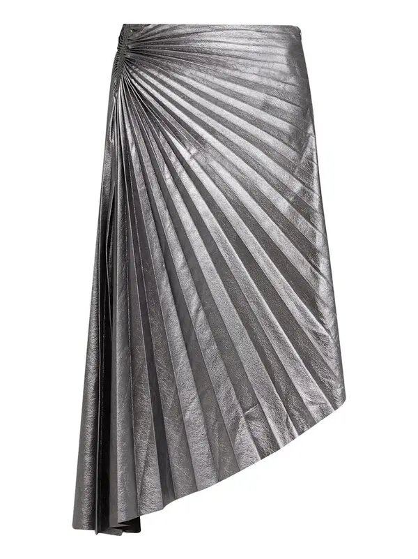A.L.C. Metallic Vegan Leather Midi Skirt - Slate Meta