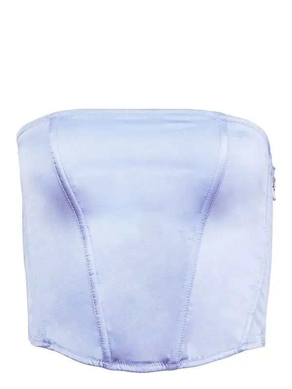 Fleur Du Mal Silk Corset Top - Pastel Sky
