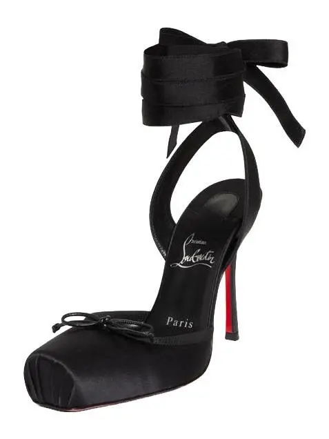 CHRISTIAN LOUBOUTIN Cassia Lace-up Slingback Pumps - Black/ Lin Black