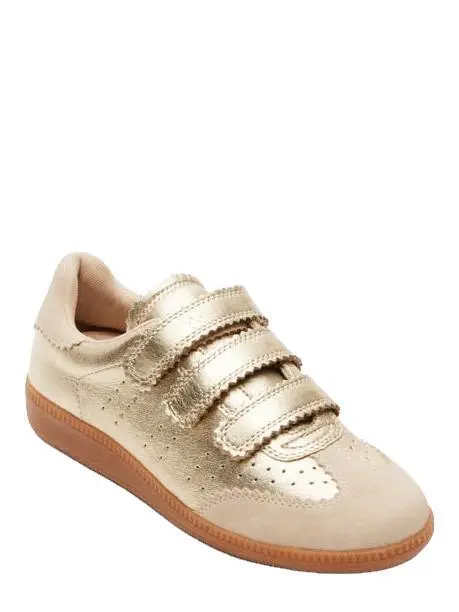 Steve Madden Momentum Leather And Suede Sneakers - Gold