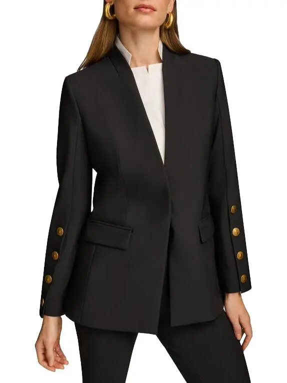 Donna Karan New York Button Detailed Shawl Collar Jacket - Black