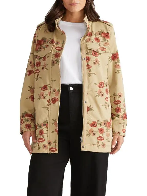 Universal Standard Vineyard Stretch Twill Jacket - Wild Flower Bouquet Print