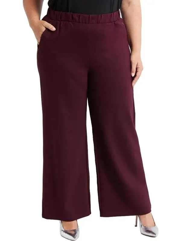 Universal Standard Stephanie Wide Leg Ponte Pants - Black Cherry