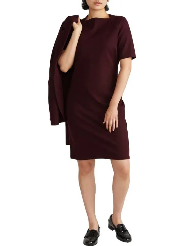 Universal Standard Envelope Neck Ponte Dress - Black Cherry Red