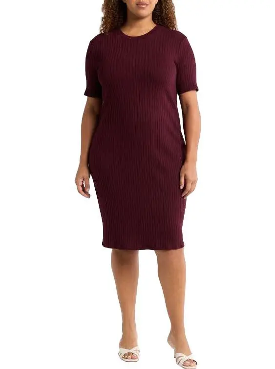 Universal Standard Rib T-shirt Dress - Black Cherry