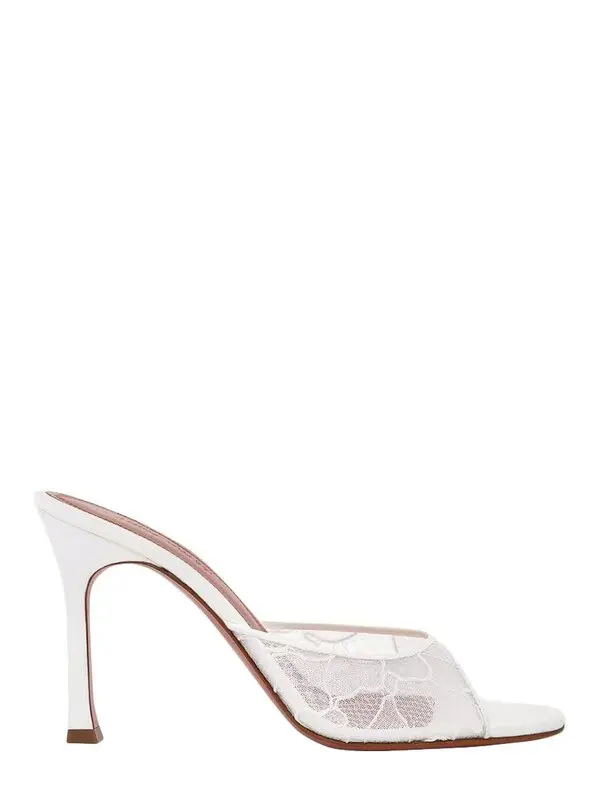 Amina Muaddi Alexa Lace Stiletto Mule Sandals - Ivory