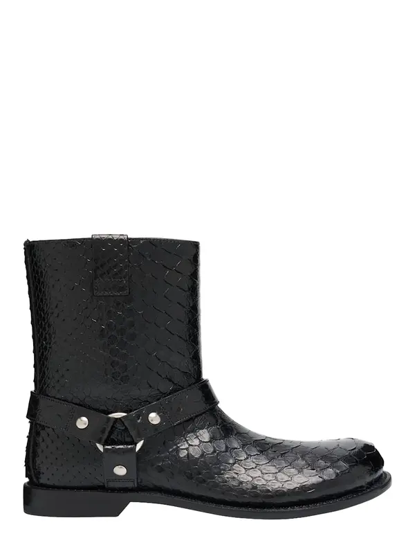 Loewe Campo Python Harness Biker Booties - Black