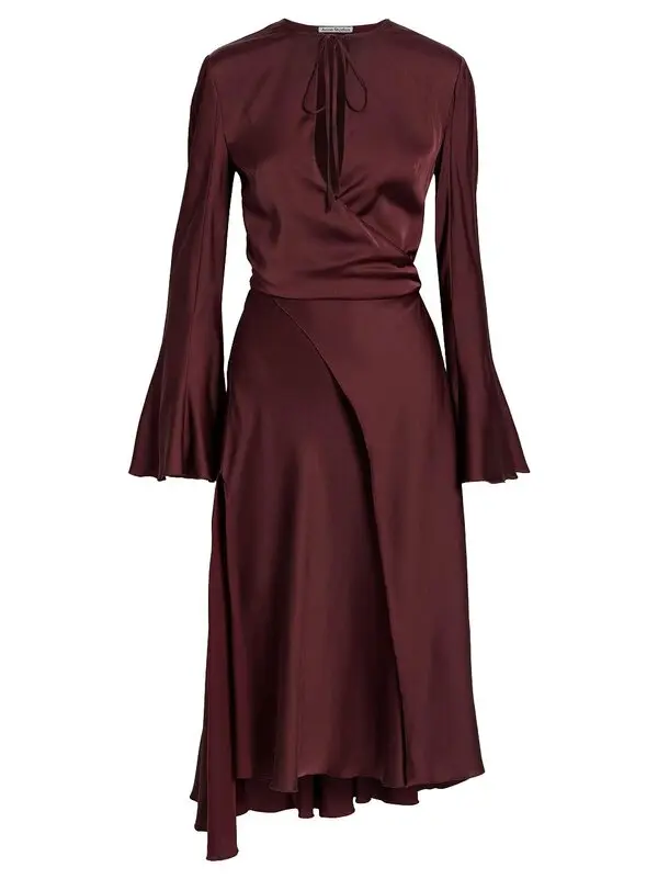 Acne Studios Wrap-effect Satin Midi Dress - Merlot