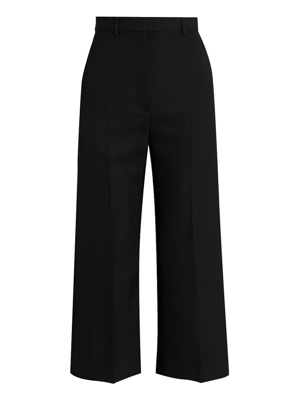 Acne Studios Cropped Grain De Poudre Wide-leg Pants - Black
