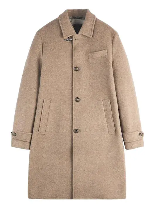 FAY Herringbone Wool Blend Coat - Brown